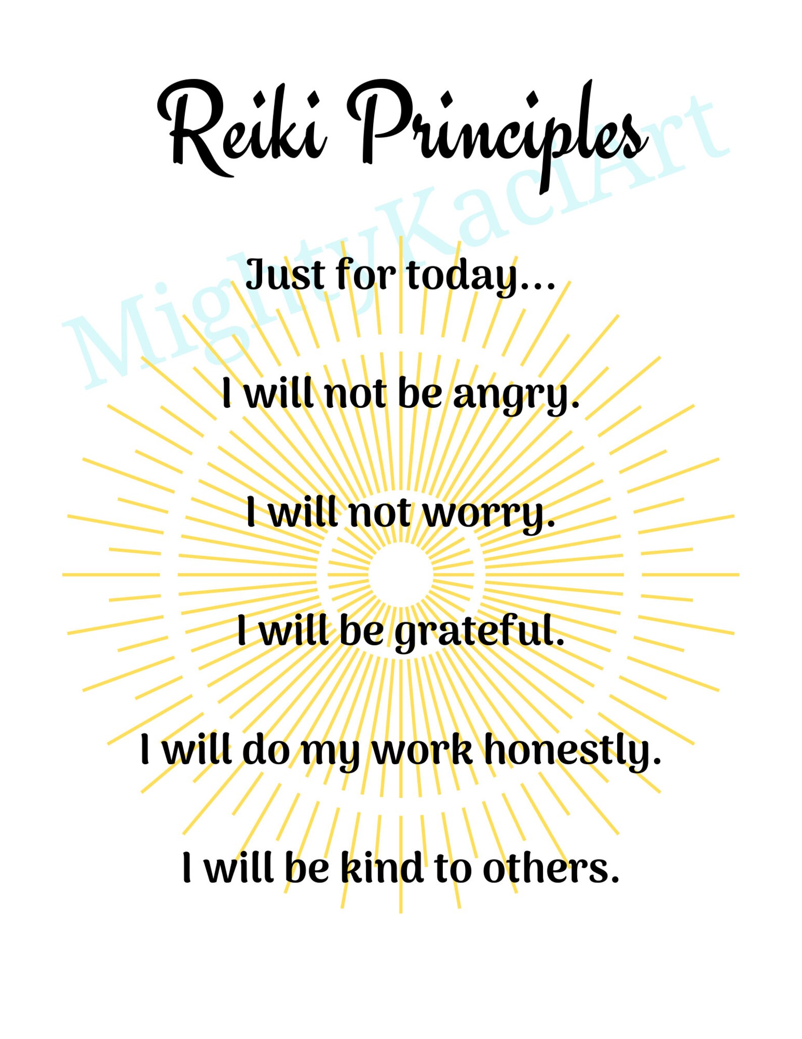 Reiki Principles Printable, Reiki Art - Etsy