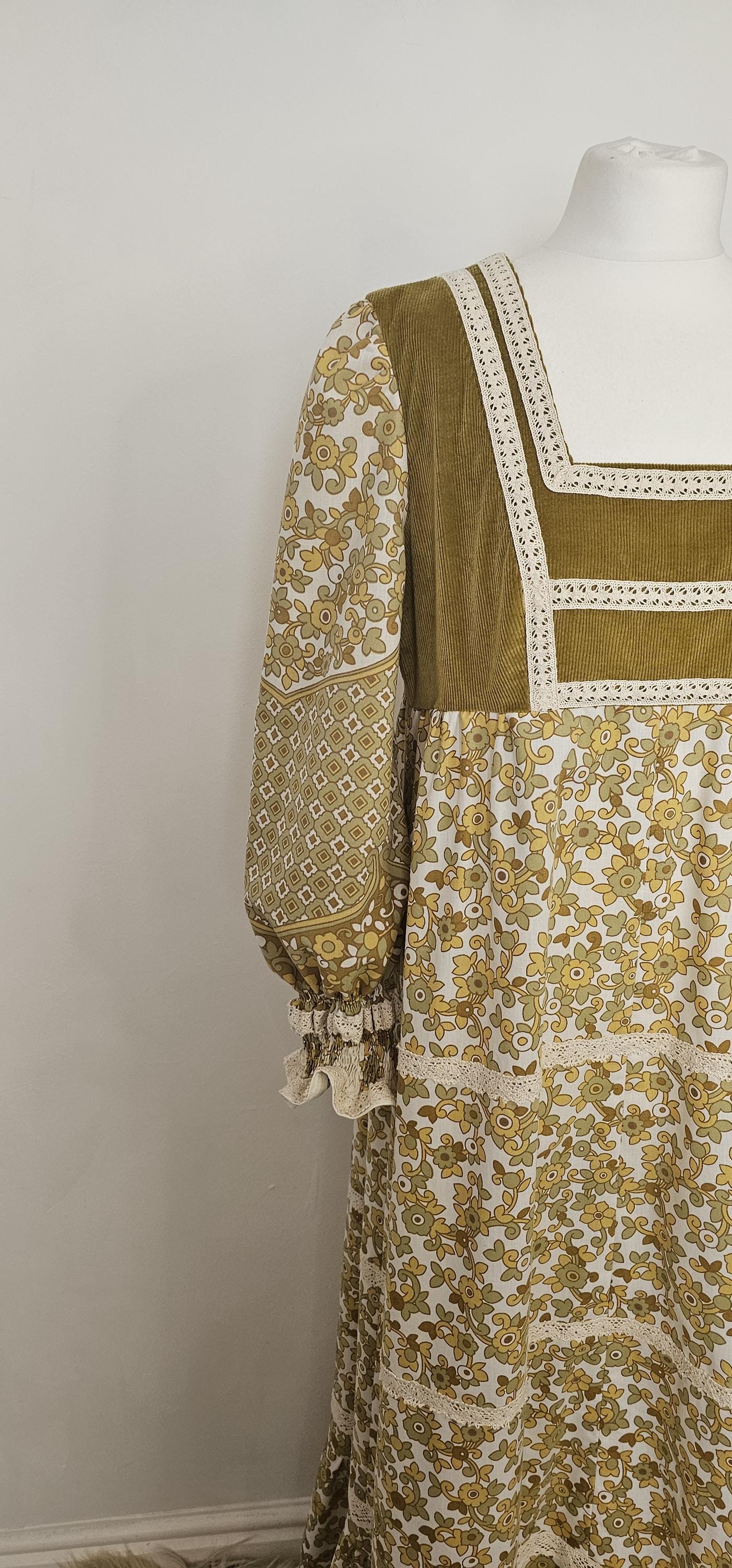 70s Prairie Poet Sleeve Maxi Dress Vintage Inspired Sustainably ...