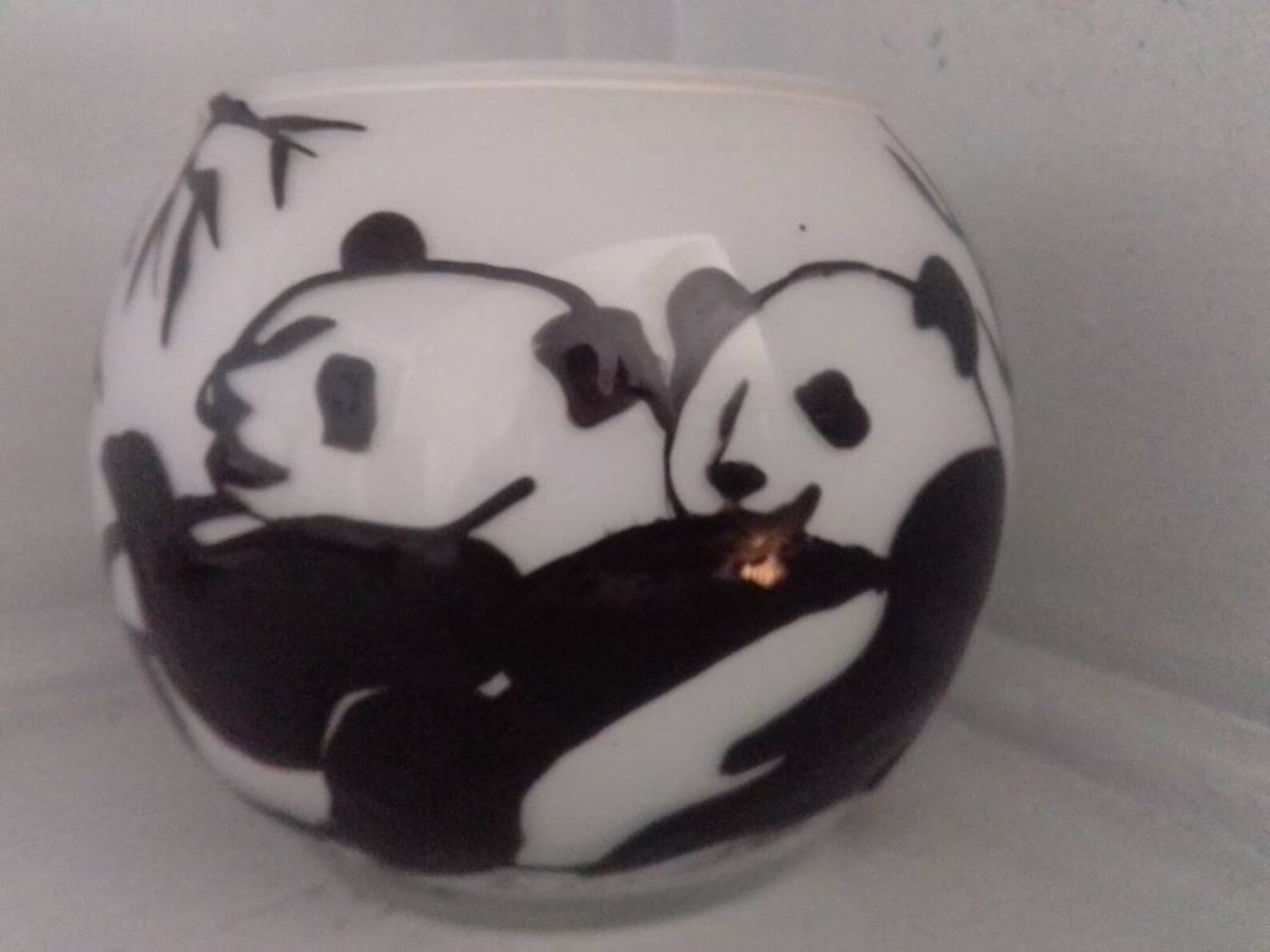 Panda Bears Hand Painted Candle Holder - Etsy
