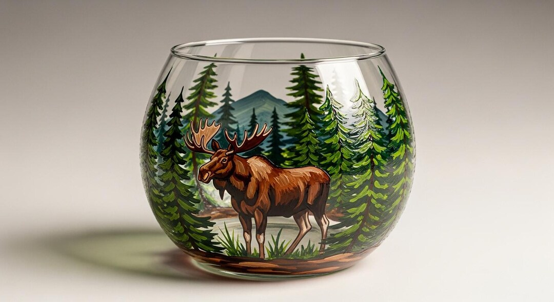 Handpainted Moose Tea Light Candle Holder or Vase Gift or Decoration ...