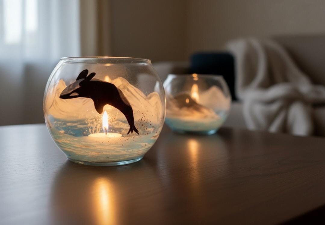 Orca Killer Whale in Ocean and Mountain Hand Painted Candle Holder - Etsy