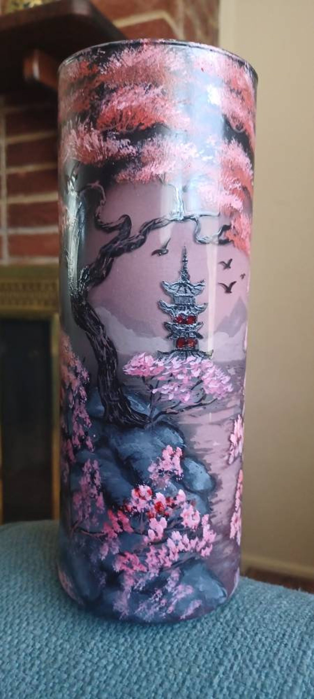Japan Cherry Blossom Spring Candle Holder Hand Painted 9x3 - Etsy