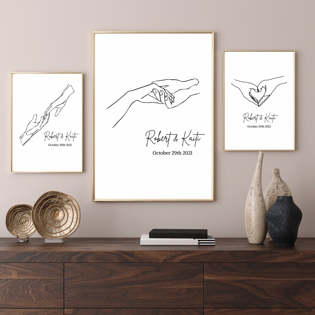 Custom Couples Line Art, Decor, Wedding, Anniversary, Newlywed ...