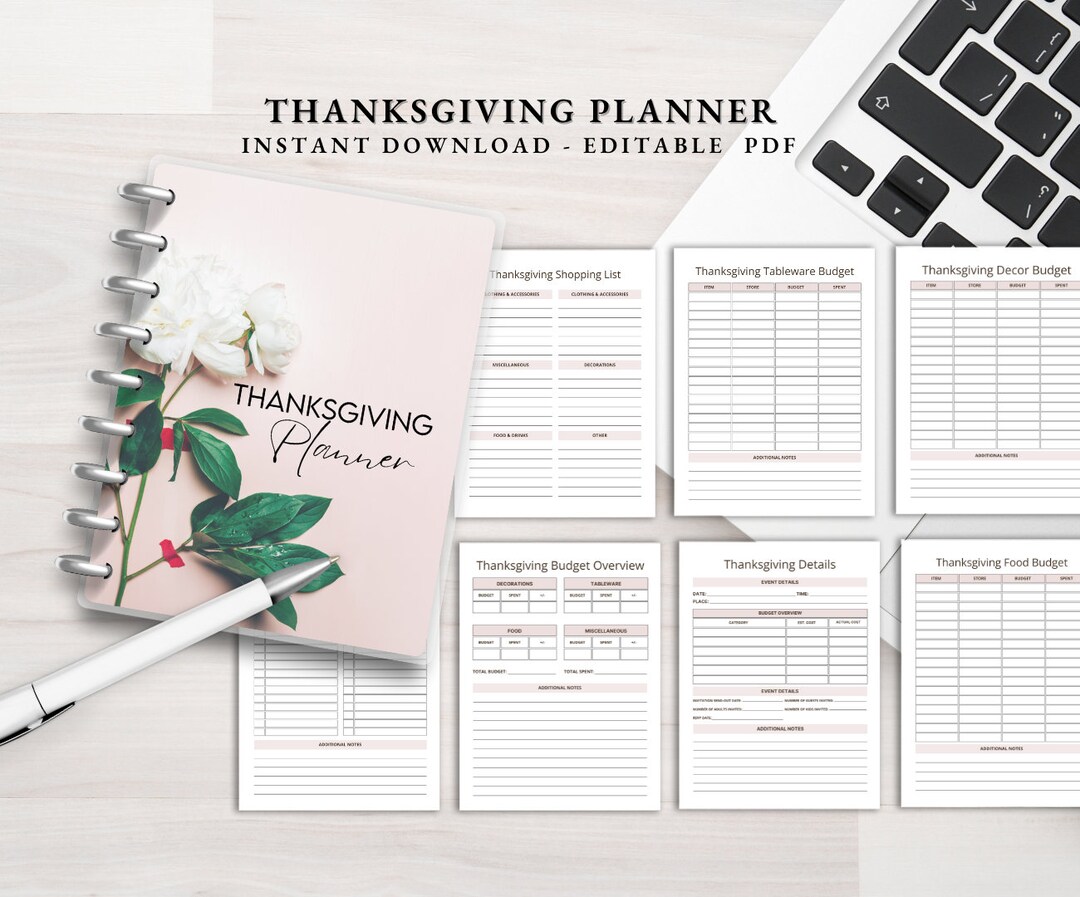 Thanksgiving Planner Inserts Printable, Holiday Planner, Thanksgiving ...