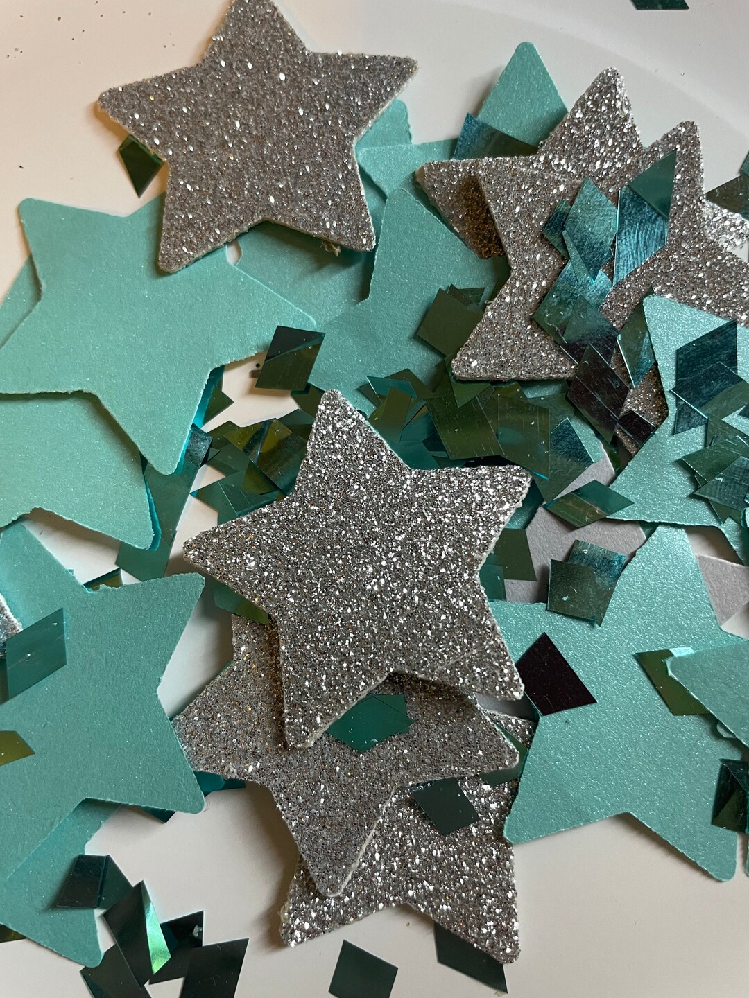 Shimmer Blue & Silver Star Card Stock Paper Confetti - Etsy