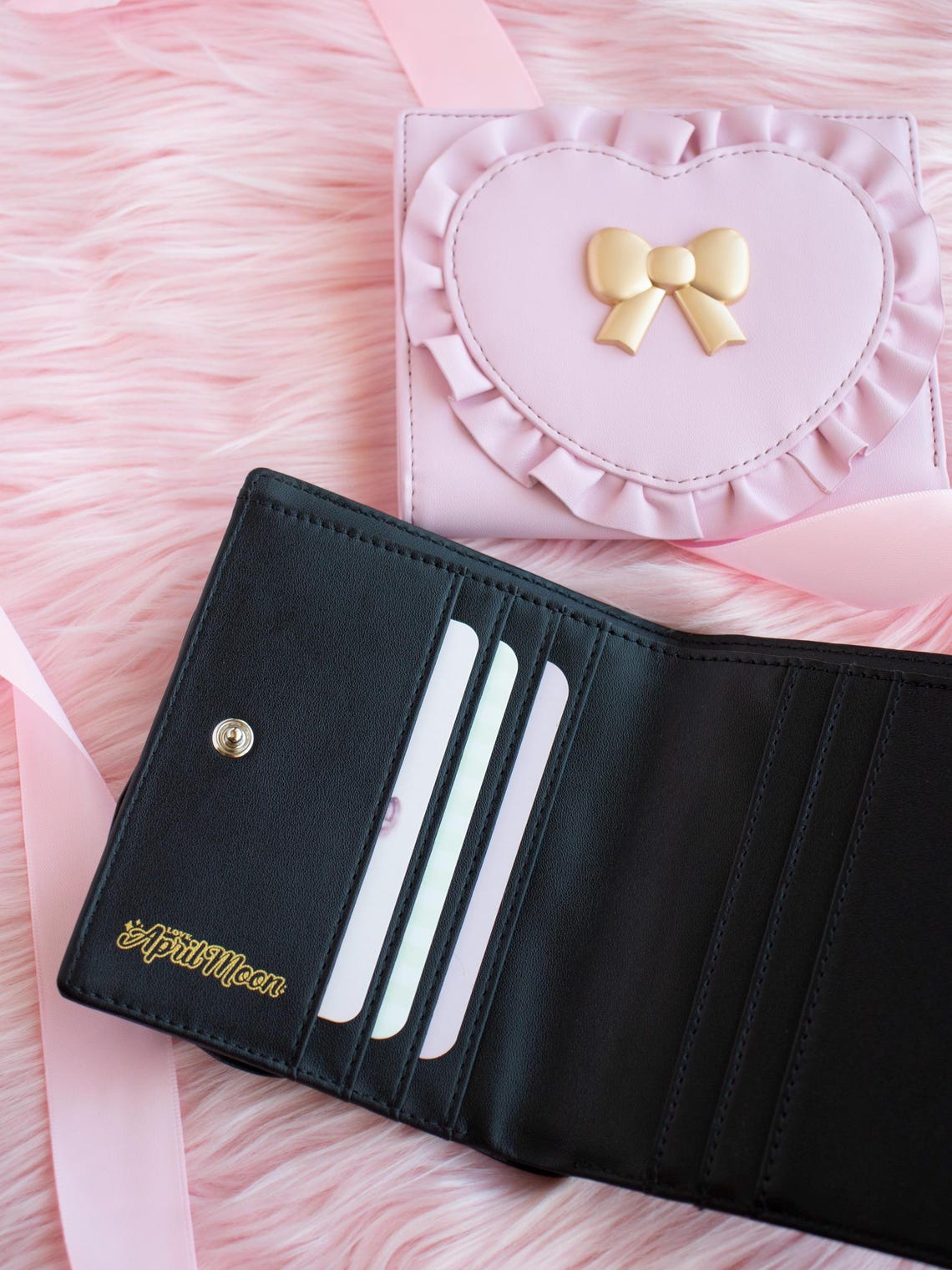 Pink Dahl Heart Wallet With Ruffles and Custom Bow Hardware ...