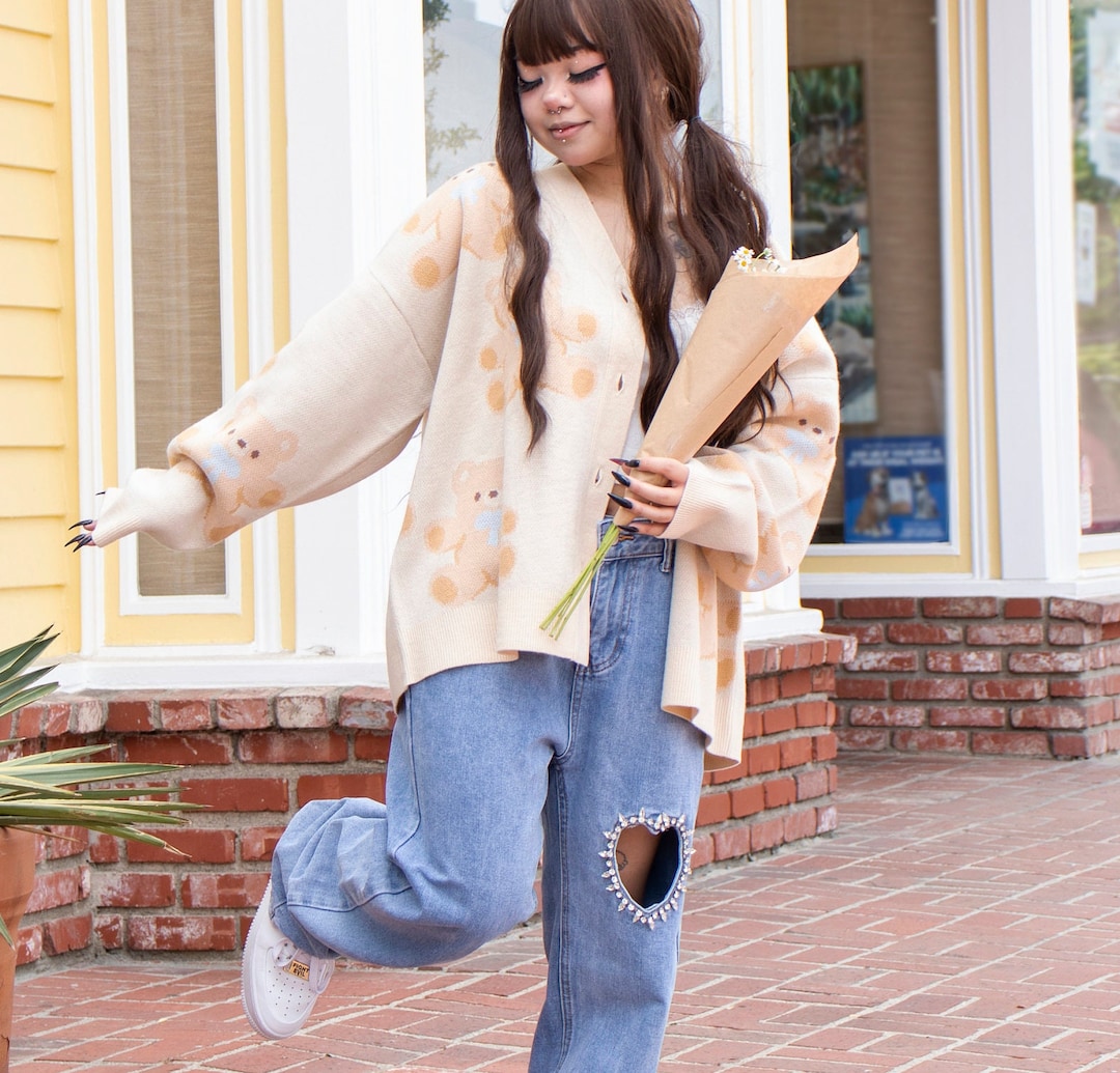 Tedi Cardigan, Teddy Bear, Cottage Cottagecore, Kawaii, Jacquard ...