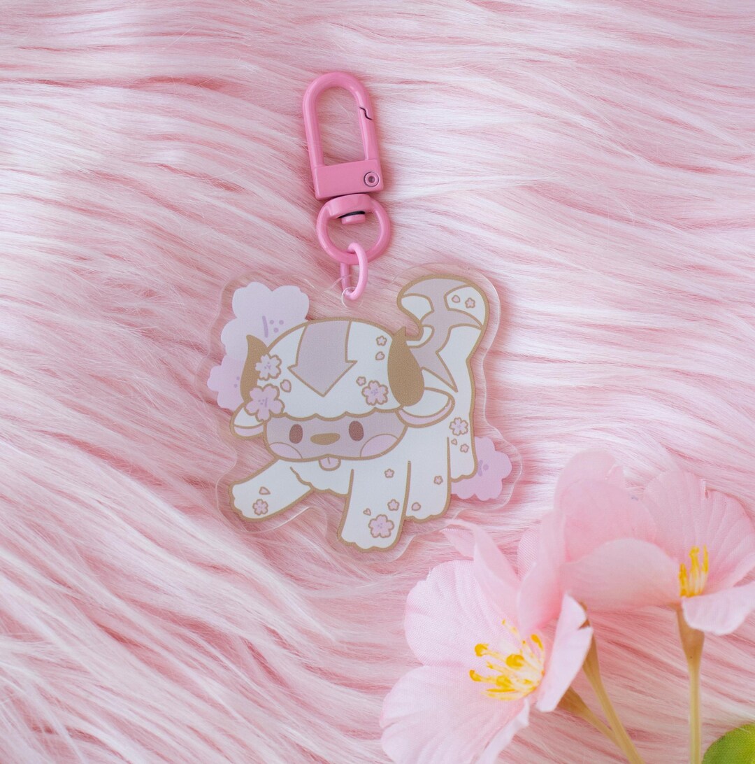 Appa Acrylic Charm, Printed Keychain, Pink Clasp, Kawaii Animal, Atla ...