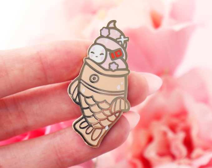 No Face Taiyaki Pin, Taiyaki Ice Cream Pin, Enamel Pin, Sweets Pin ...