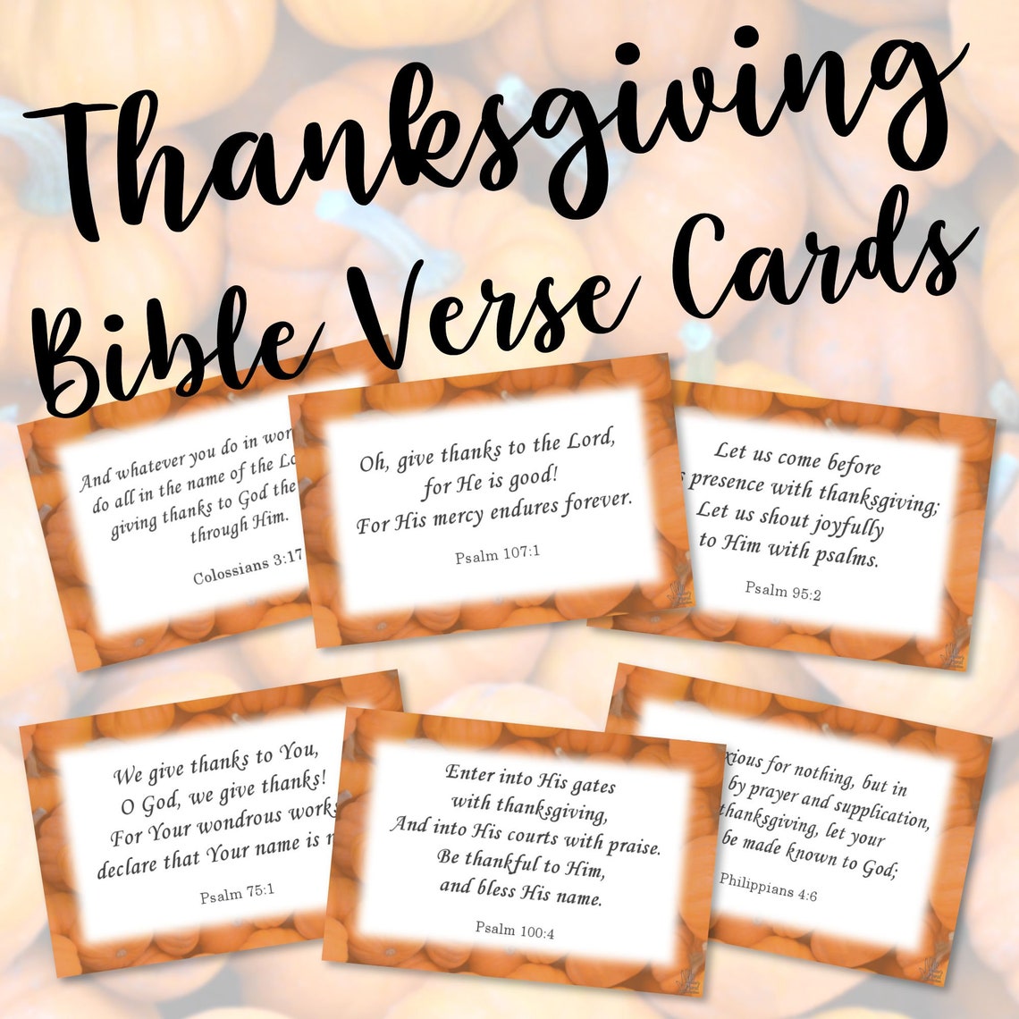 Christian Thanksgiving Bible Verse Cards, Thankful Scripture Cards for ...