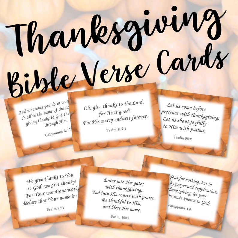 Christian Thanksgiving Bible Verse Cards, Thankful Scripture Cards for ...