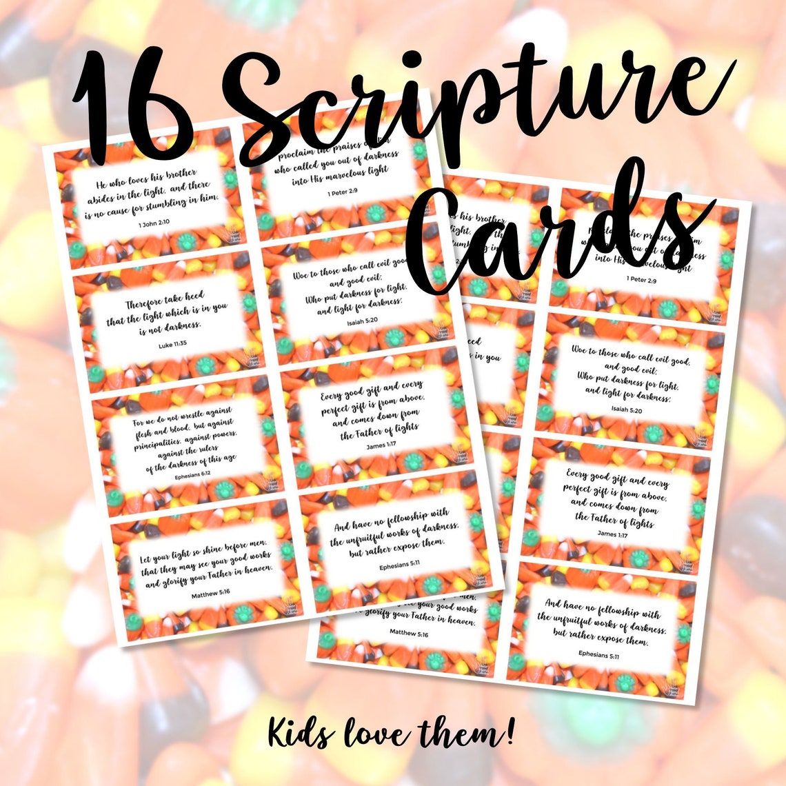 Christian Halloween Bible Verse Cards for Candy, Religious Halloween ...