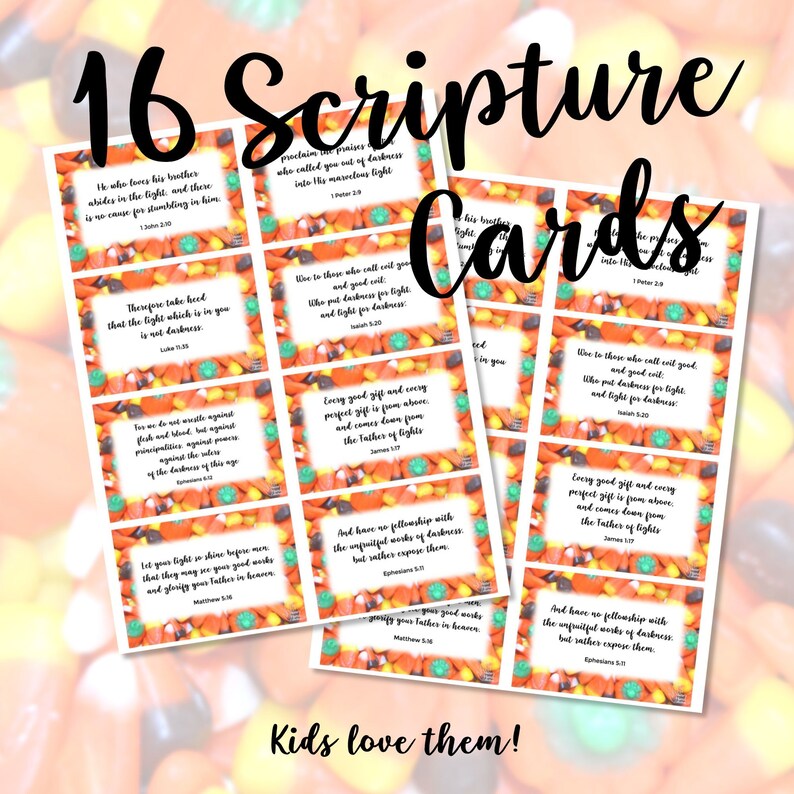 Christian Halloween Bible Verse Cards for Candy, Religious Halloween ...