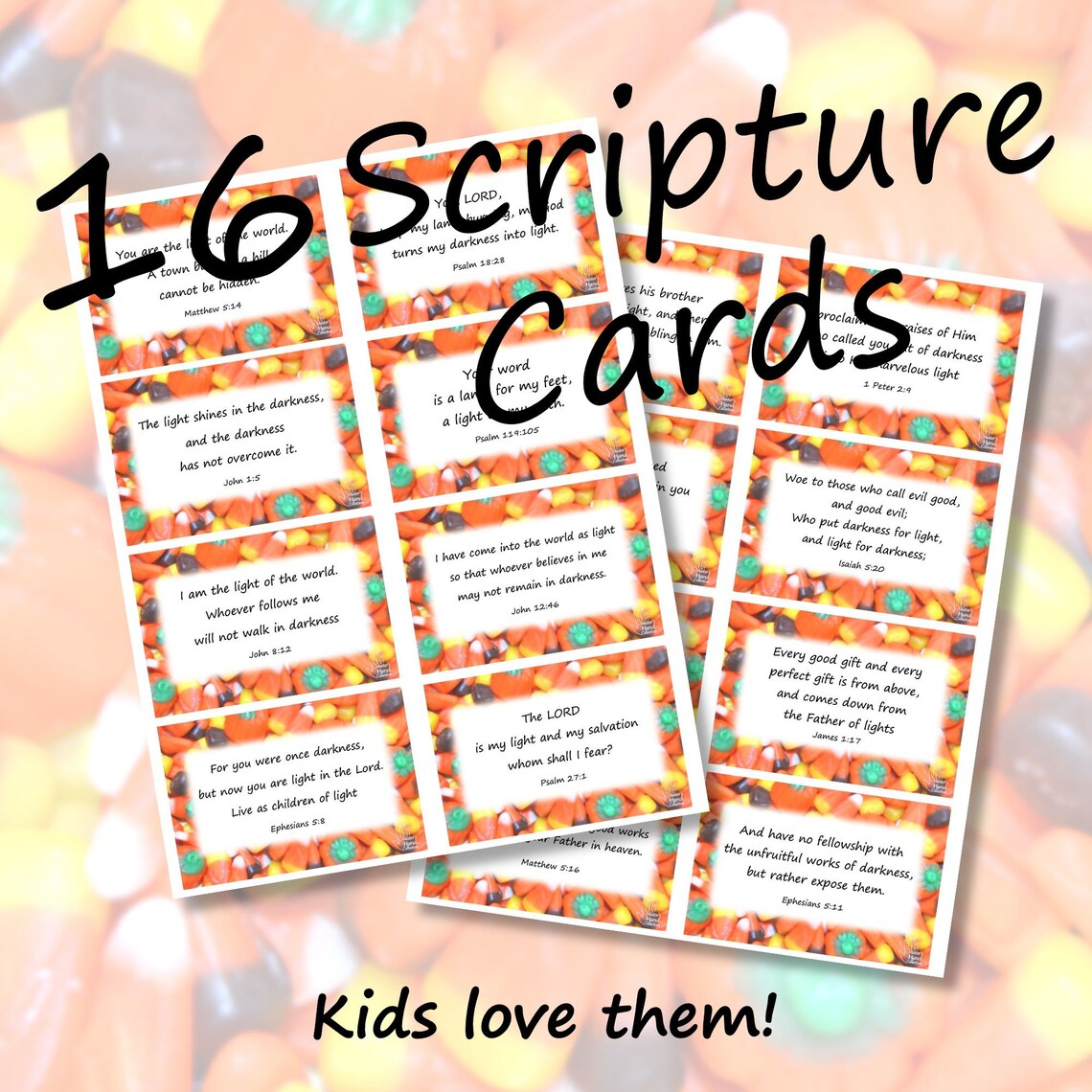 Christian Halloween Bible Verse Cards for Candy, Religious Halloween ...