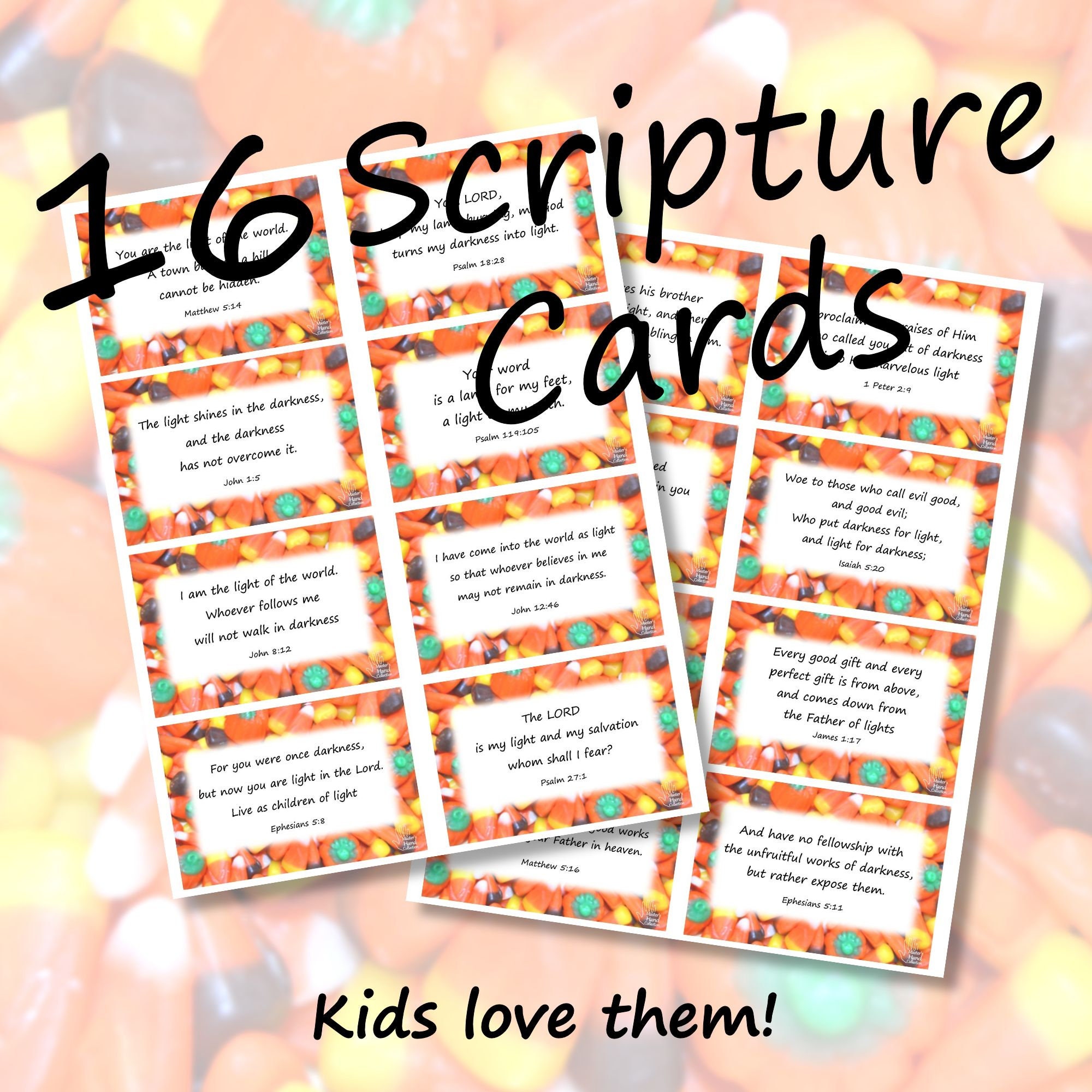 Christian Halloween Bible Verse Cards for Candy, Religious Halloween ...