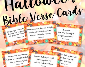 Christian Halloween Bible Verse Cards for Candy, Religious Halloween ...