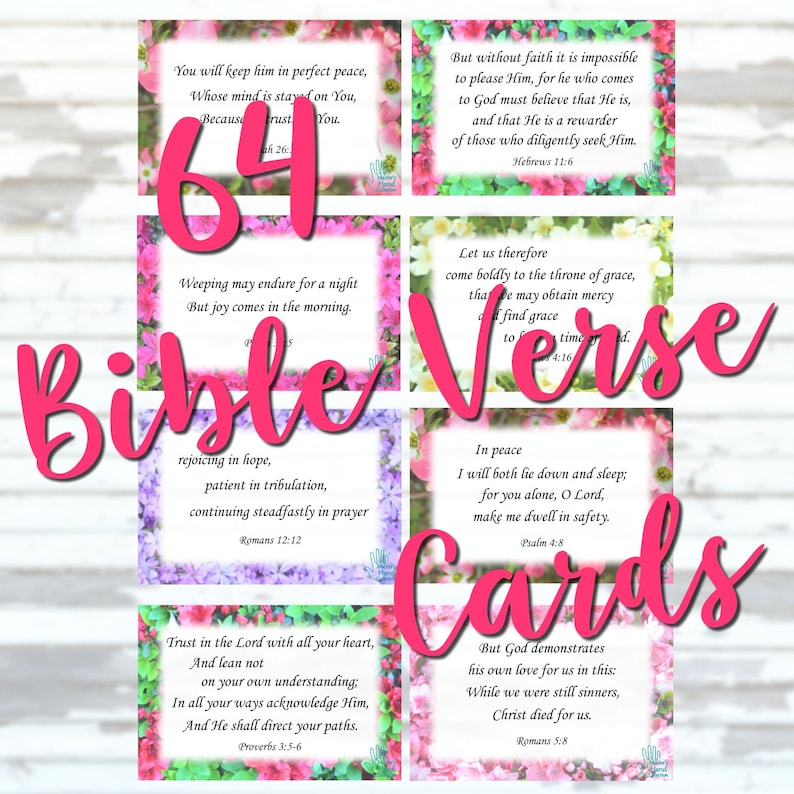 80 Inspiring Bible Verse Cards, Printable, Scripture Cards, Bible ...