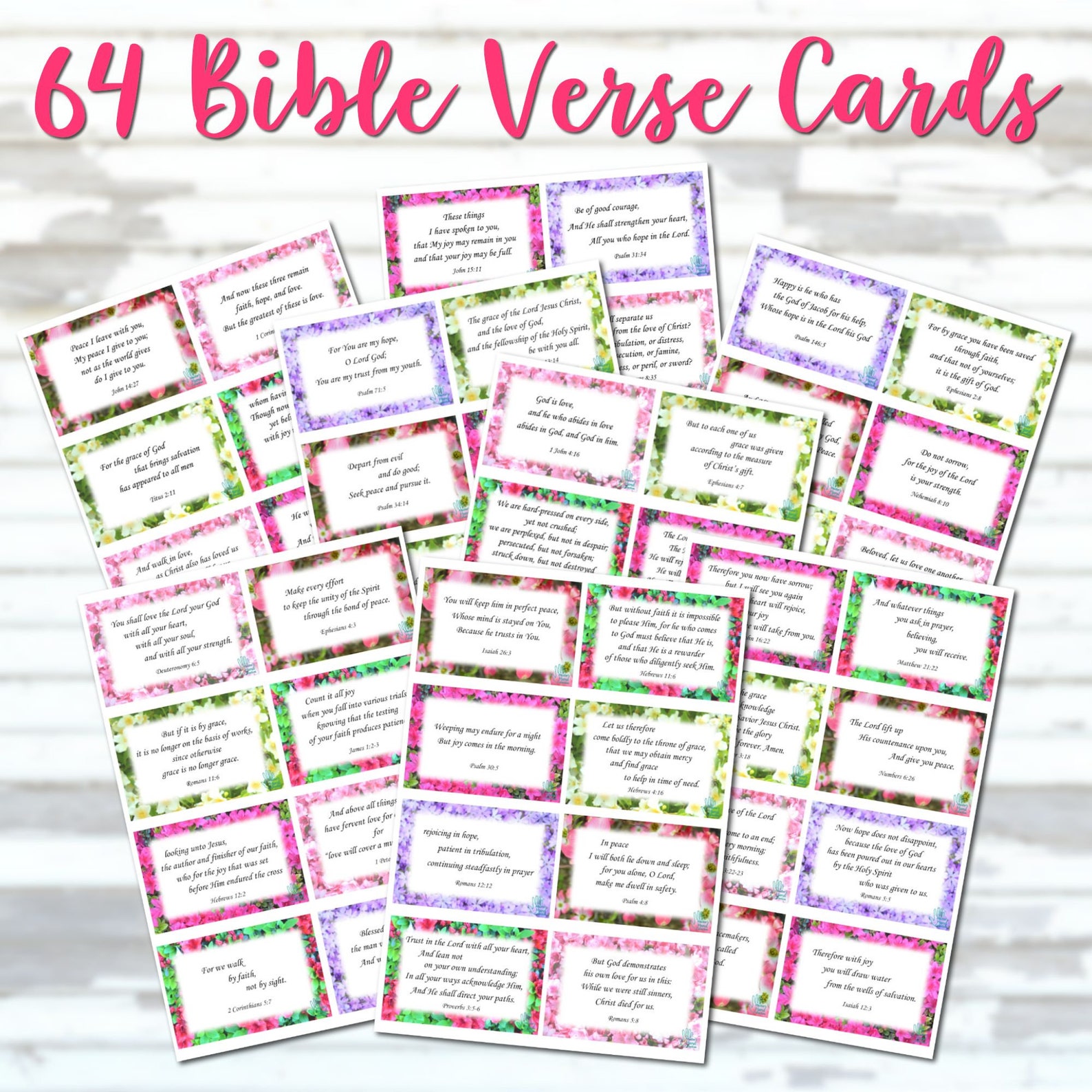 80 Inspiring Bible Verse Cards, Printable, Scripture Cards, Bible ...