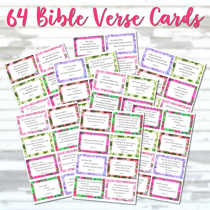 80 Inspiring Bible Verse Cards, Printable, Scripture Cards, Bible ...