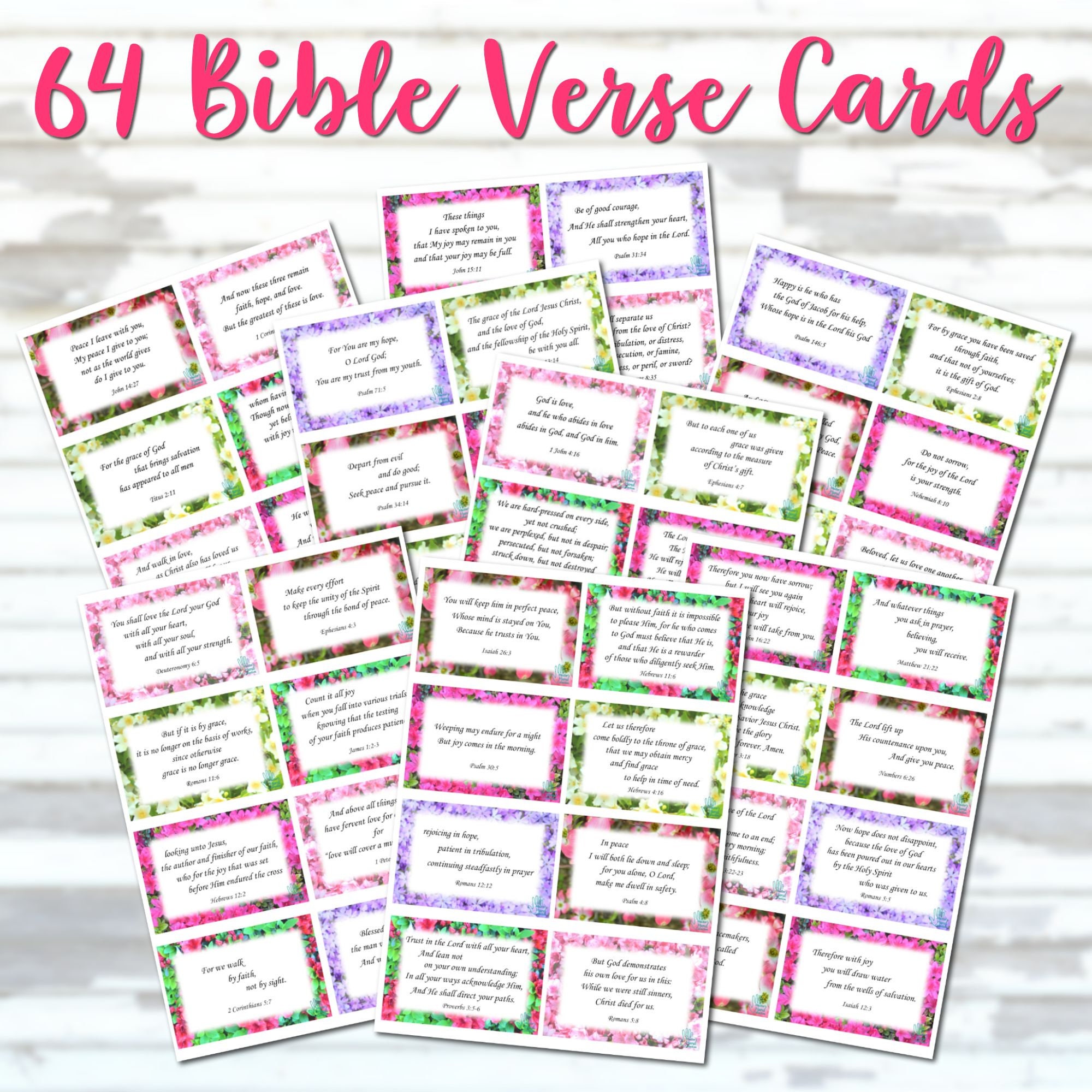 80 Inspiring Bible Verse Cards, Printable, Scripture Cards, Bible ...