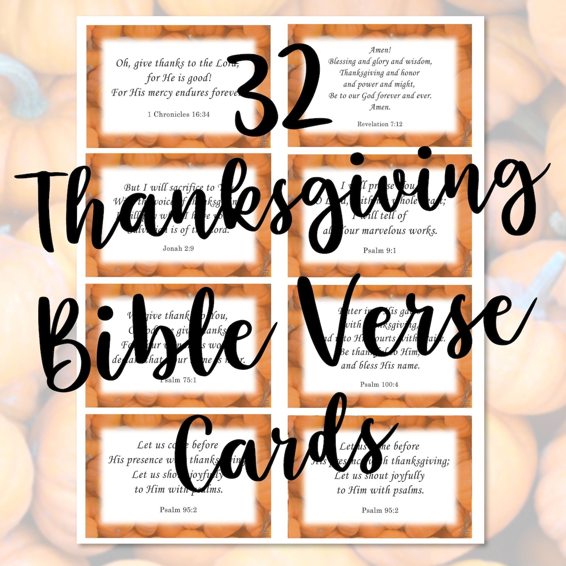 Christian Thanksgiving Bible Verse Cards, Thankful Scripture Cards for ...