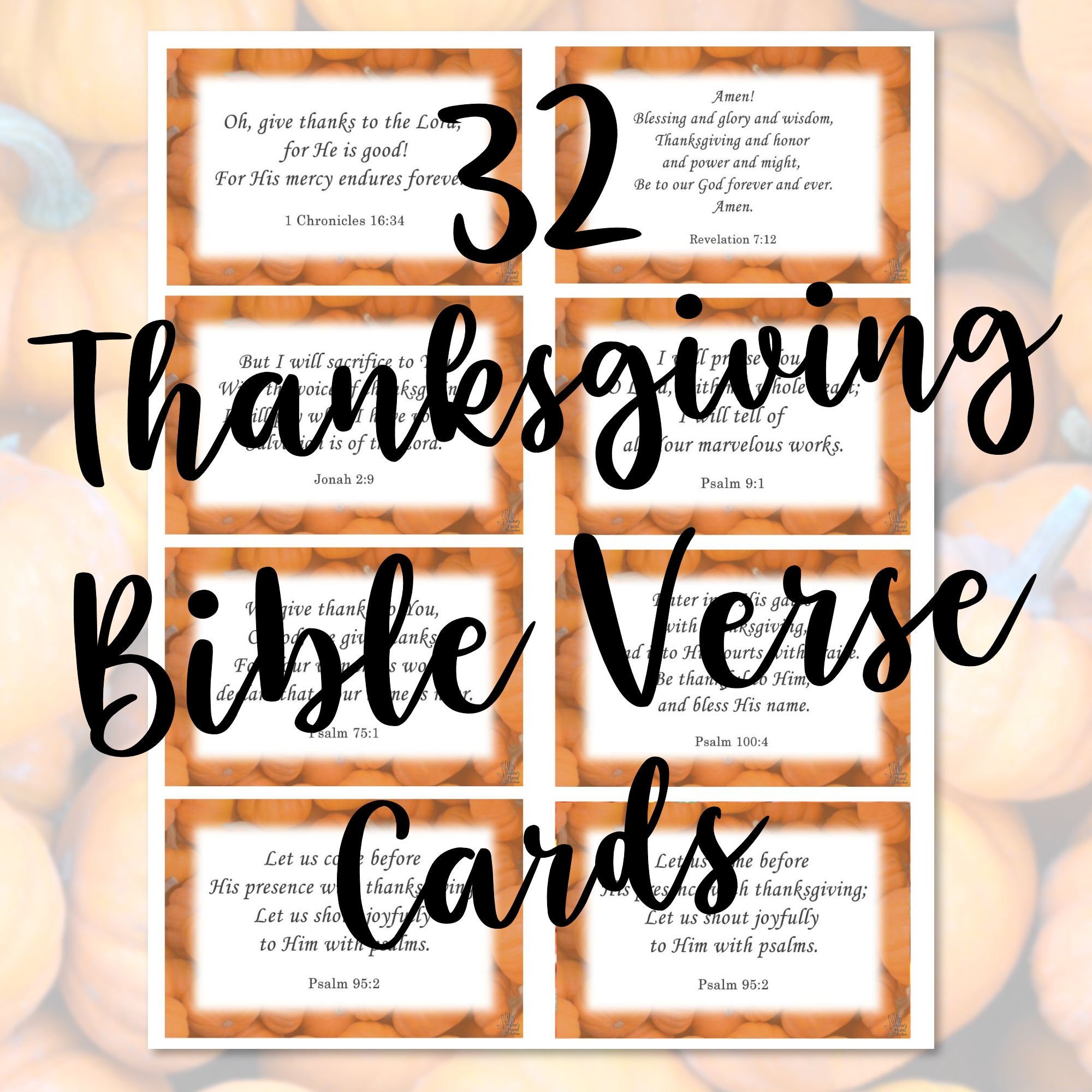 Christian Thanksgiving Bible Verse Cards, Thankful Scripture Cards for ...