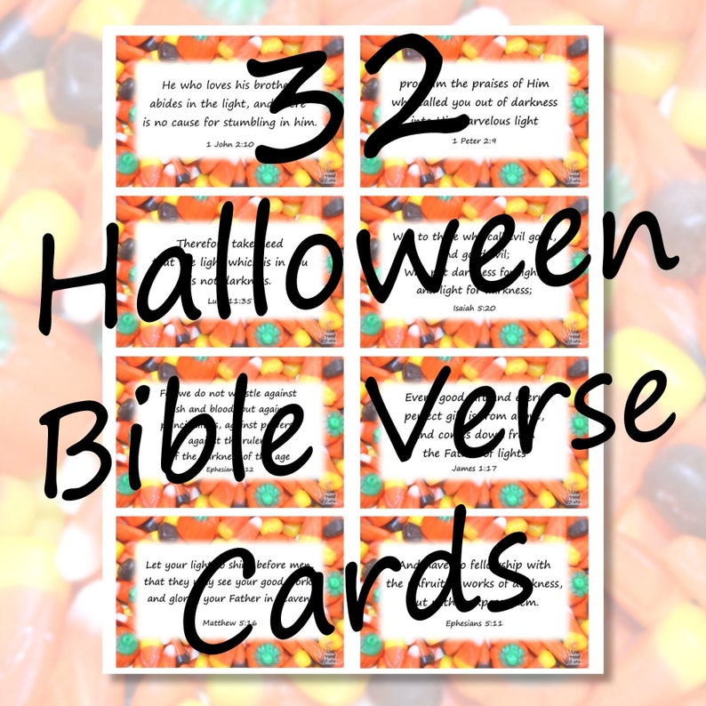 Christian Halloween Bible Verse Cards for Candy, Religious Halloween ...