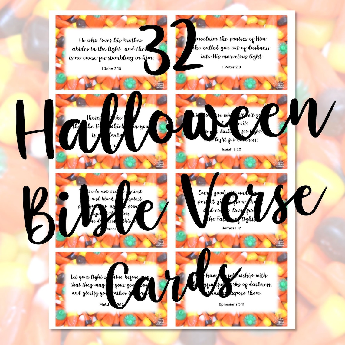 Christian Halloween Bible Verse Cards for Candy, Religious Halloween ...