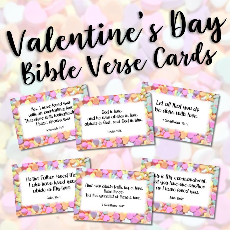 Christian Valentine's Day Bible Verse Cards, Religious Scripture ...