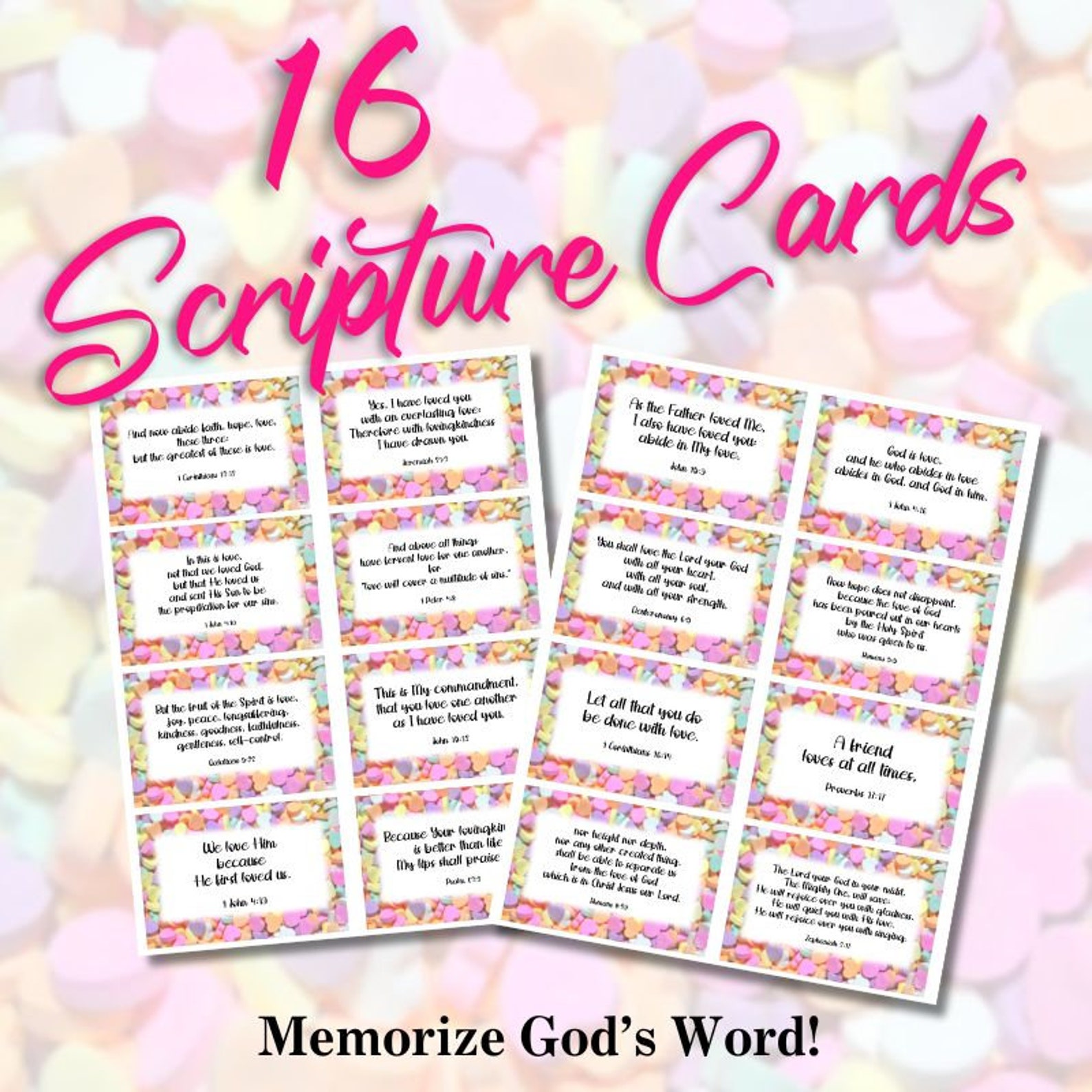 Christian Valentine's Day Bible Verse Cards, Religious Scripture ...