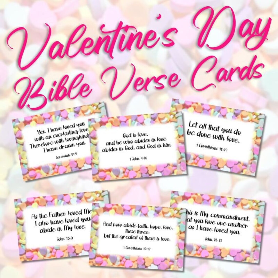 Christian Valentine's Day Bible Verse Cards, Religious Scripture ...