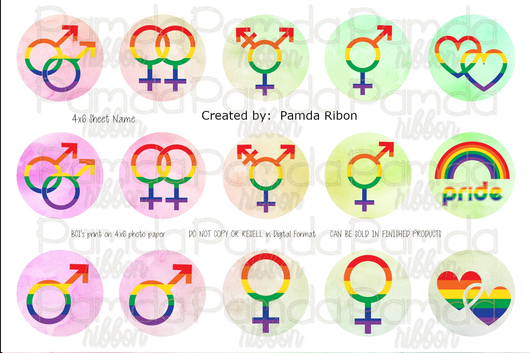 Pride gender symbols rainbow pride month instant download | Etsy
