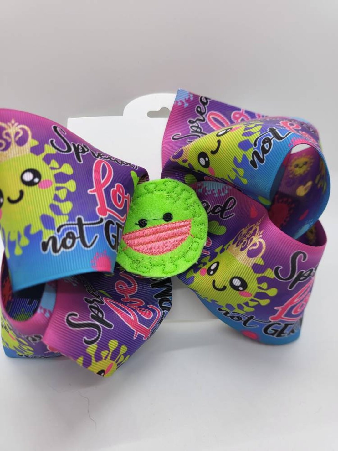 Germs Bow/spread Love / Specialty Bow/ Cheer Bow, Boutique Bow - Etsy