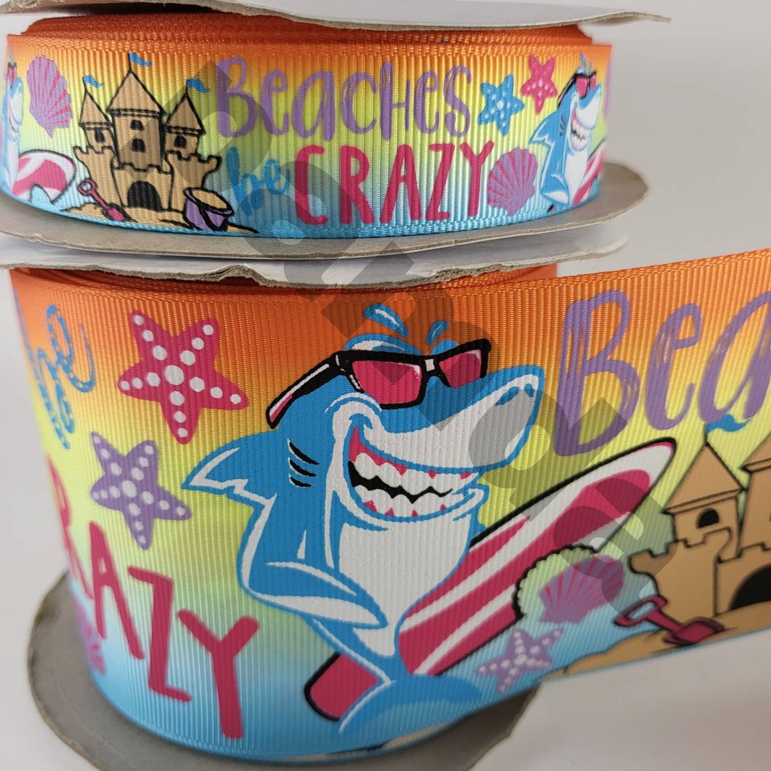 Beaches Be Crazy/sharks/ Shark Week/ Love Sharks/ Ribbon / 3 Inch ...