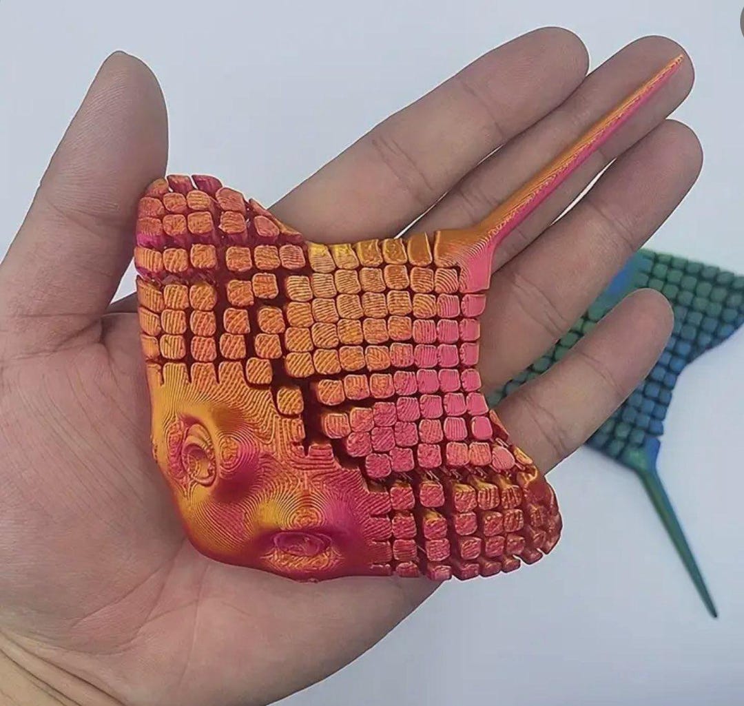 Sting Ray /3d Printed/sensory/figures/color Shifting/ Decompression ...