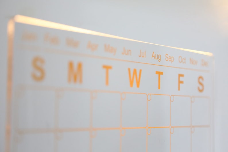 Acrylic Dry Erase Monthly Calendar Whiteboard With Light up Wood Holder ...