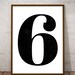 Printable Number 6, Number Six Poster, Black and White Number ...