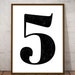 Printable Number 5, Number Five Poster, Black and White Number ...