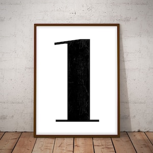 Printable Number 1, Number One Poster, Black and White Number ...