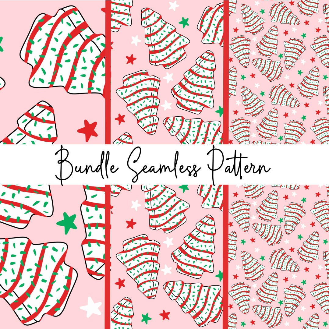 Bundle Christmas Tree Cake Seamless Pattern, Christmas Cakes, Christmas ...