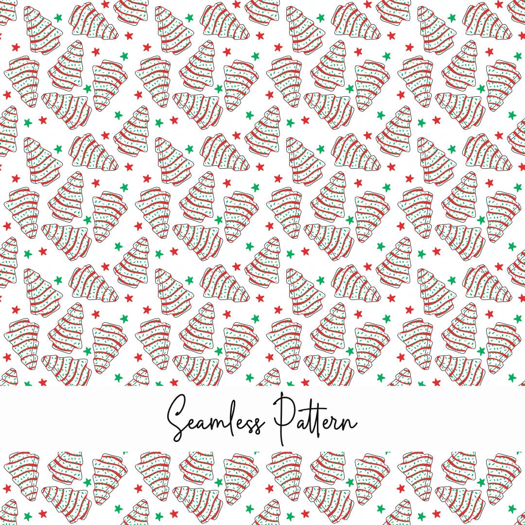 Christmas Tree Cake Seamless Pattern, White Christmas, Christmas ...