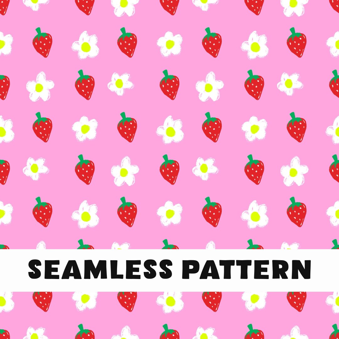 Strawberry Seamless Pattern, Strawberry File, Hand Painted, Strawberry ...