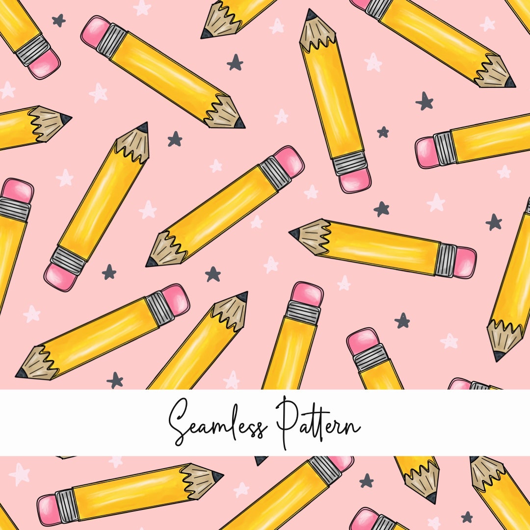 Pencil Seamless Pattern, Pencil Digital Paper, Scrapbooking, Pencil ...