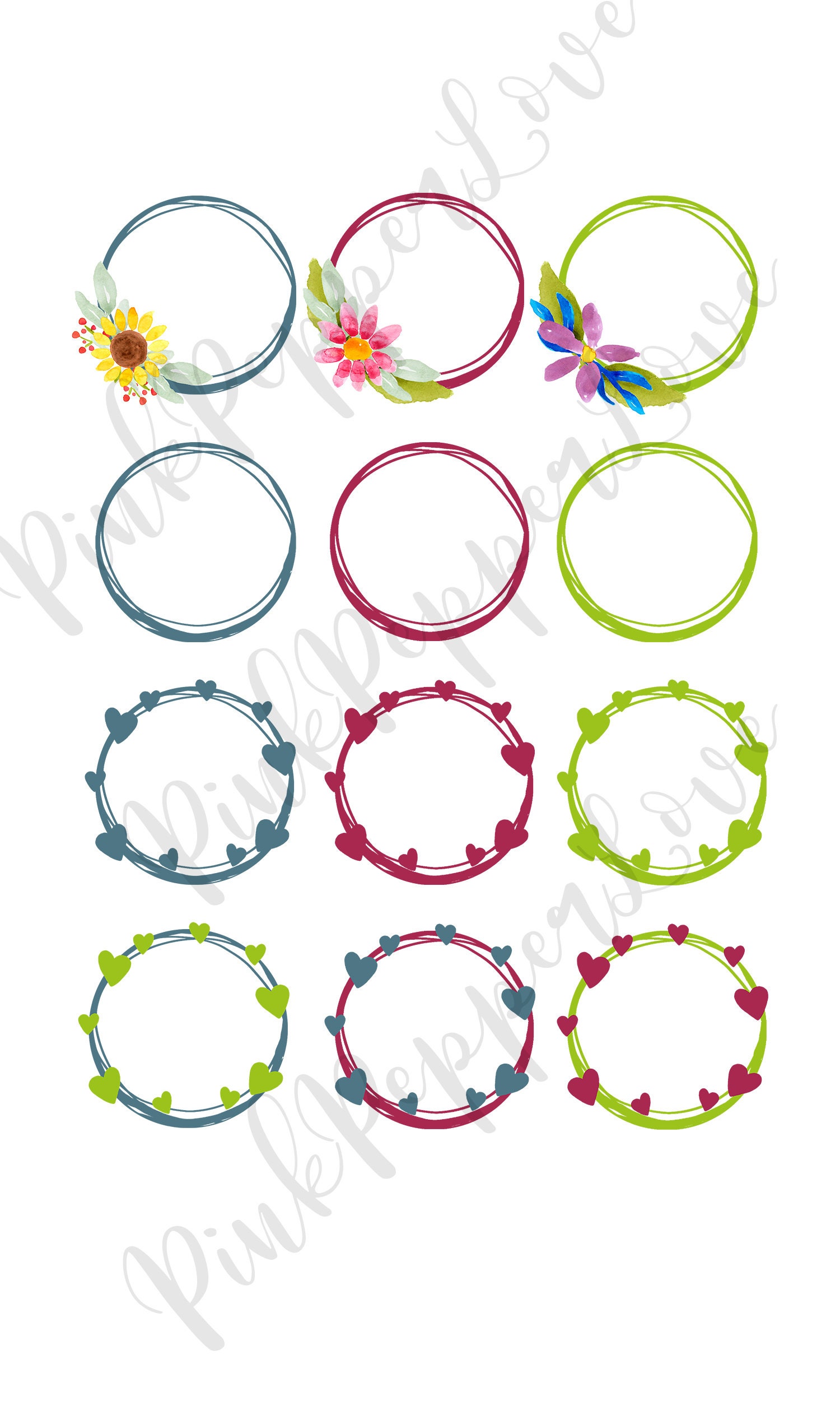 Circle Frame Clipart Clipart Frame Circle Label Digital - Etsy