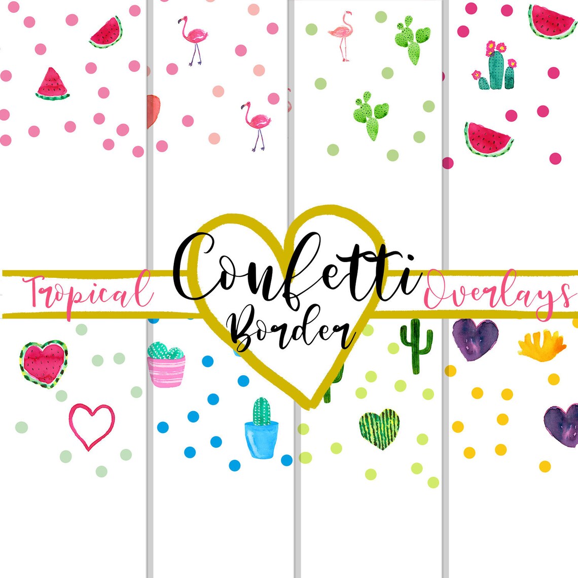 Confetti Clipart Confetti Border Invitation Clipart Digital | Etsy