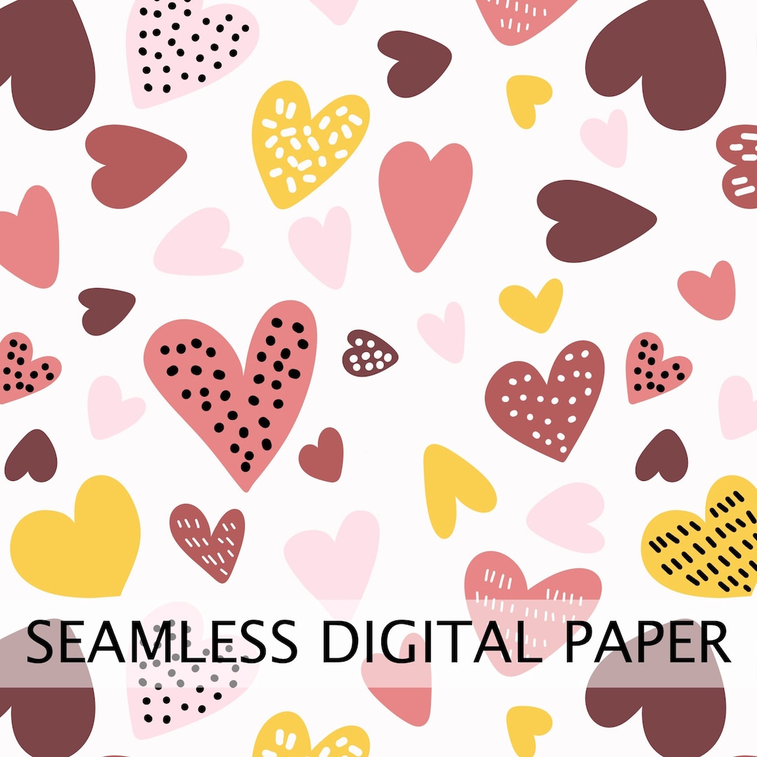 Hearts Digital Paper, Love Digital Paper, Scrapbooking, Hand Painted ...