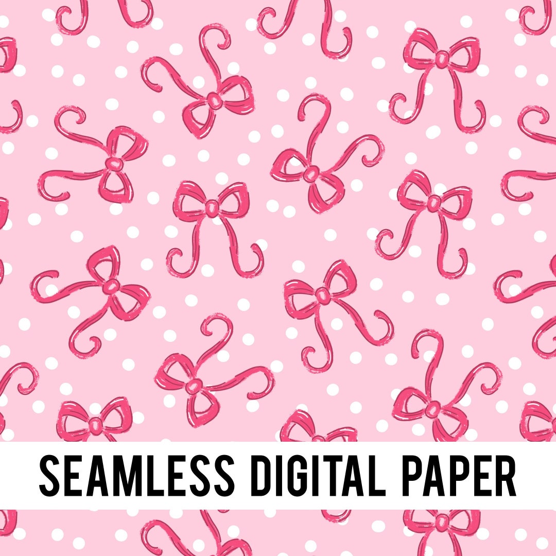 Bow Digital Paper, Girls Digital Paper, Scrapbook, Bows Background ...