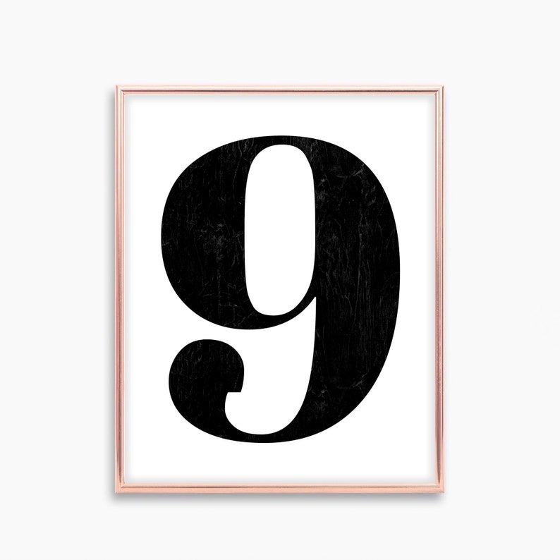 Printable Number 9 Number Nine Poster Black and White - Etsy