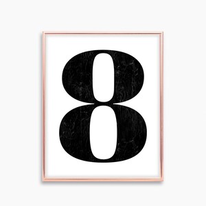 Printable Number 8, Number Eight Poster, Black and White Number ...