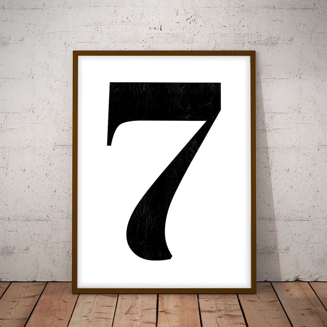 Printable Number 7, Number Seven Poster, Black and White Number ...